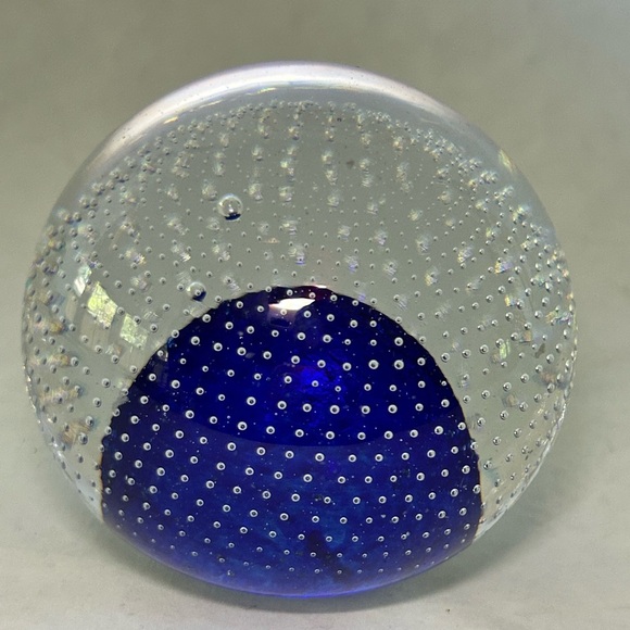 Art | Cobalt Blue Bullicante Art Glass Sphere Controlled Bubbles 3 Inch ...